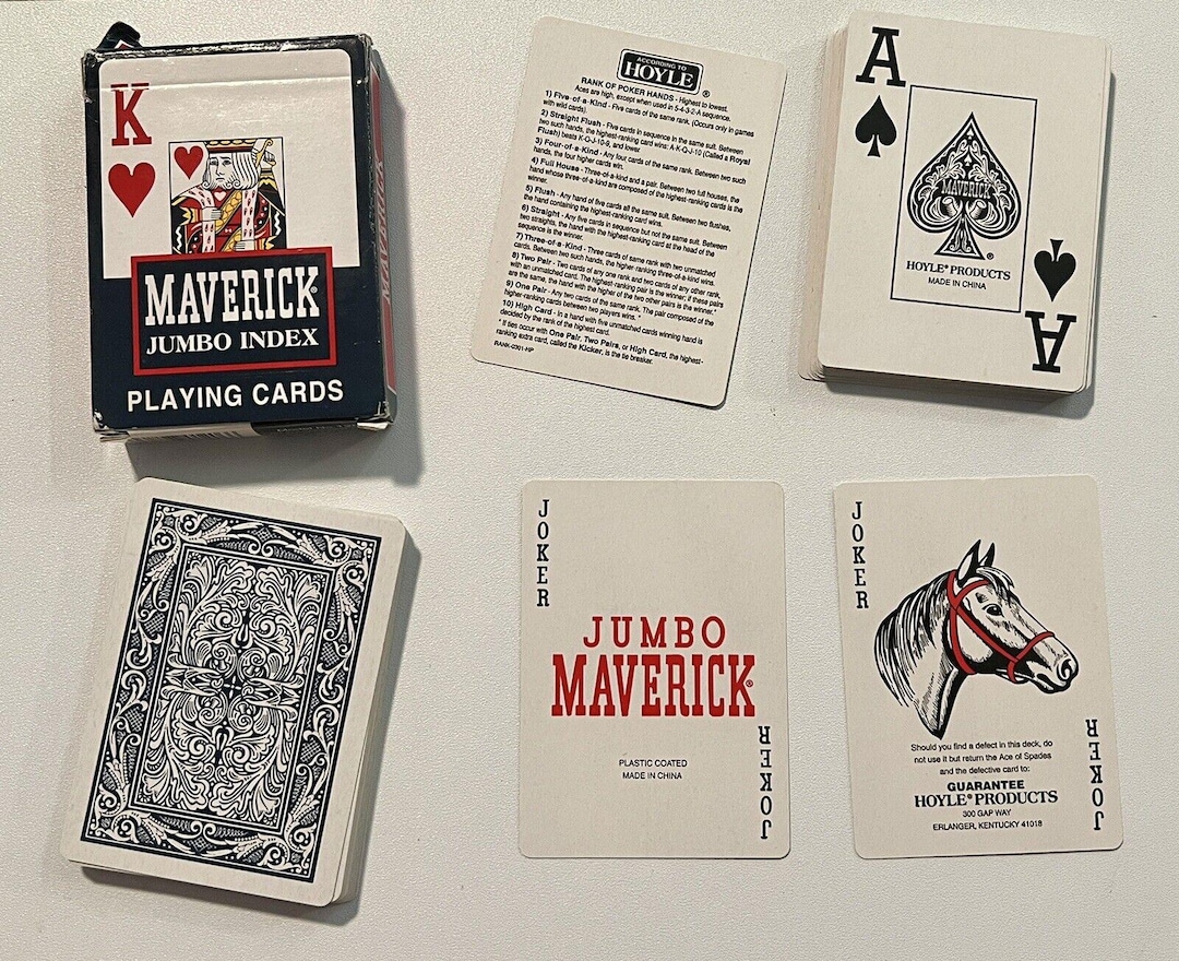 Vintage Hoyle Products Maverick Jumbo Face Playing Cards 1206 Full Deck ...