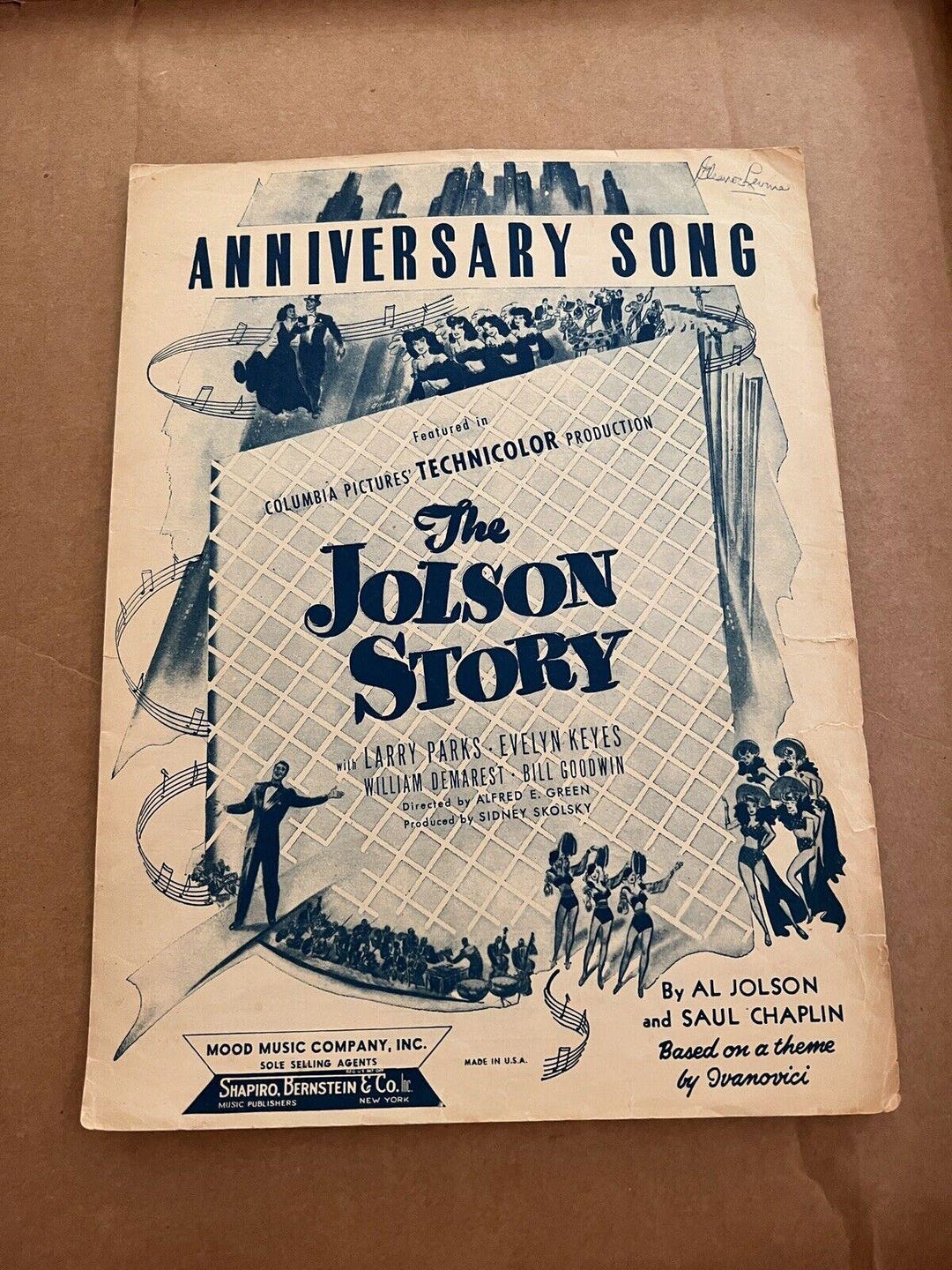 Anniversary Song From the Jolson Story Vintage Sheet Music 1946 - Etsy