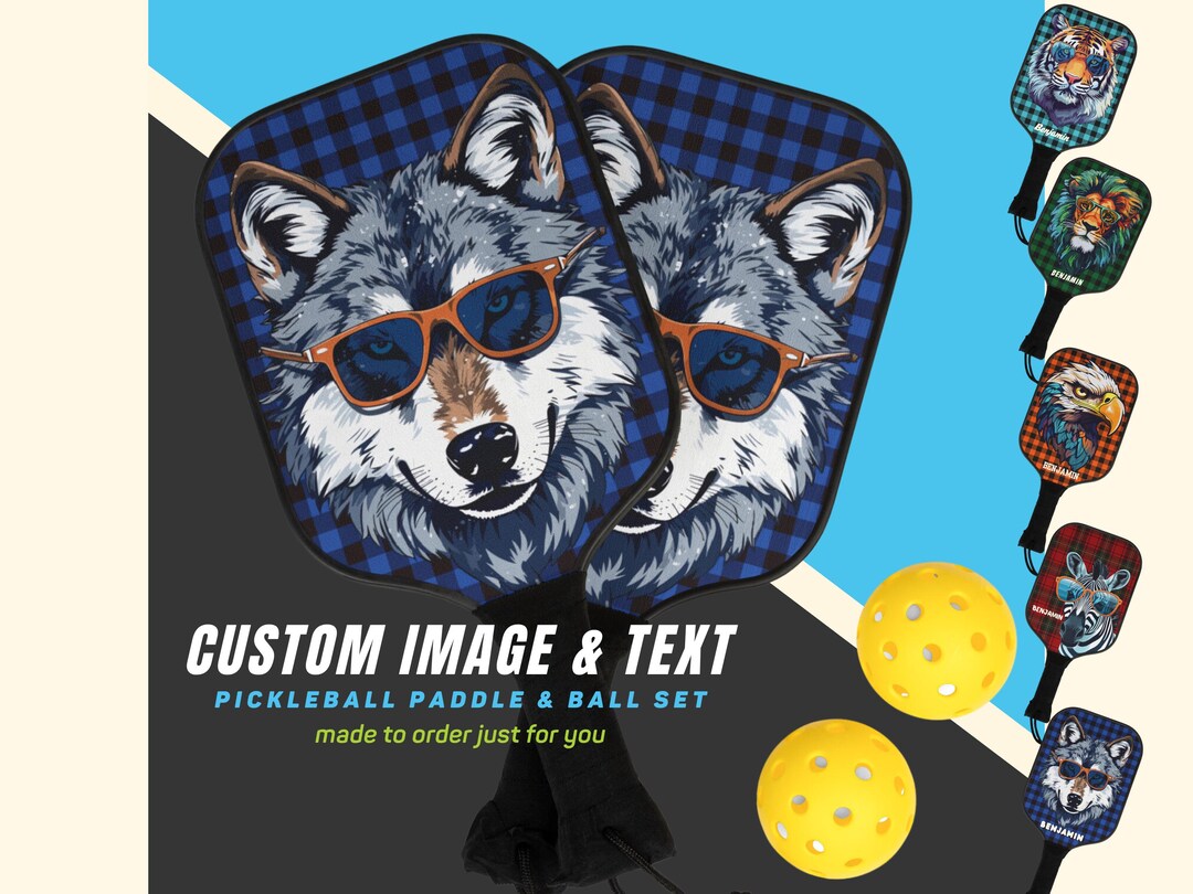 Custom Pickleball Paddle Set, Animal Art Gift, Personalized Outdoor ...