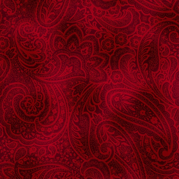 Red Paisley Fabric - Etsy