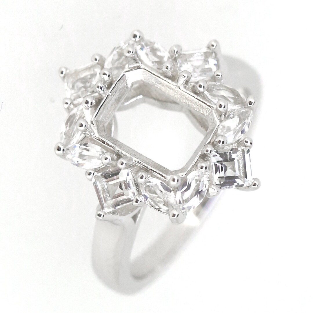 Sterling Silver Semi Mount Ring Setting OCT 9x7mm W/ White Topaz - Etsy