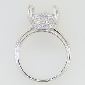 Sterling Silver Semi Mount Ring Setting OCT 14x10mm W/ White Topaz ...