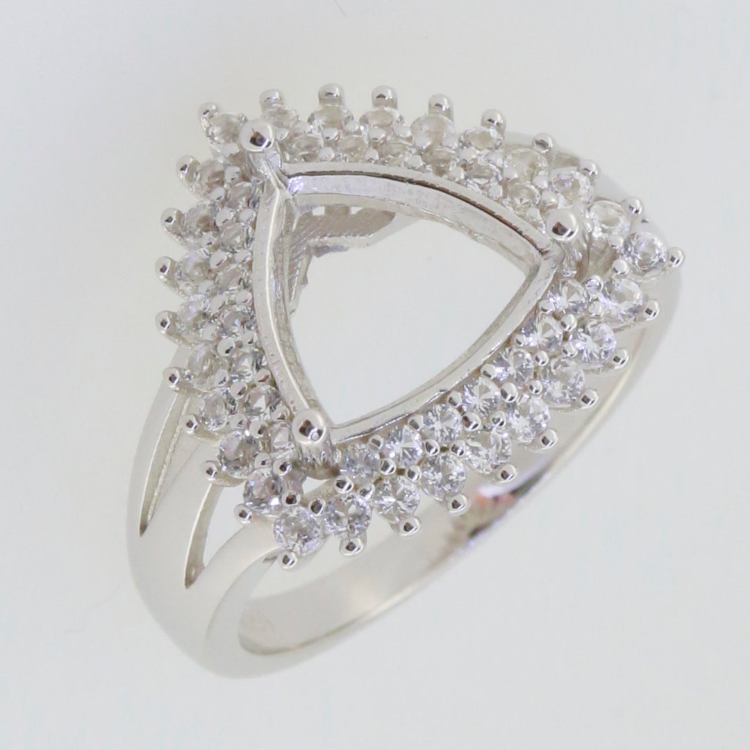 Sterling Silver Semi Mount Ring Setting Trillion Tri 10x10mm Double ...