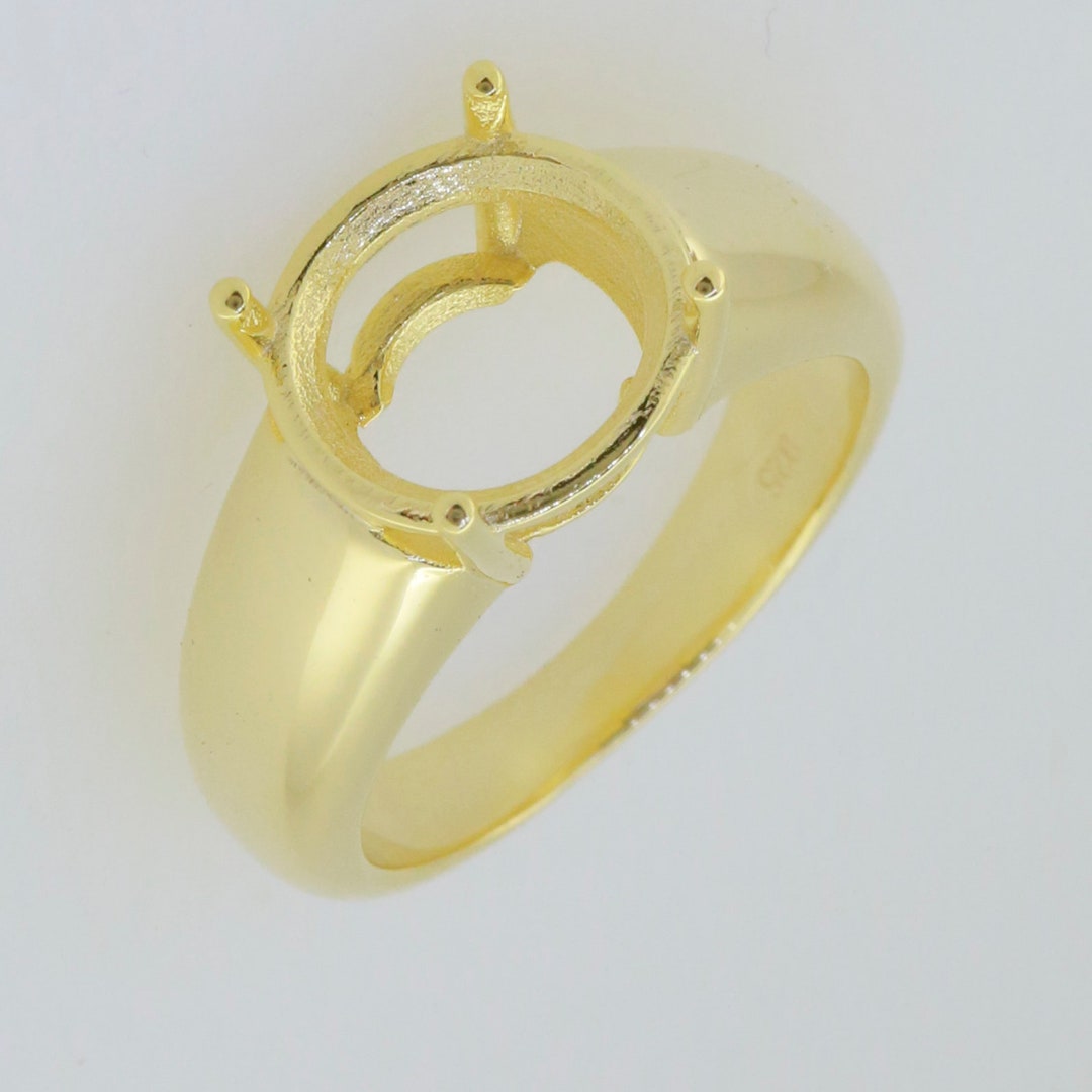 Men's Sterling Silver Semi Mount Ring Setting Round RD 11x11mm Male - Etsy