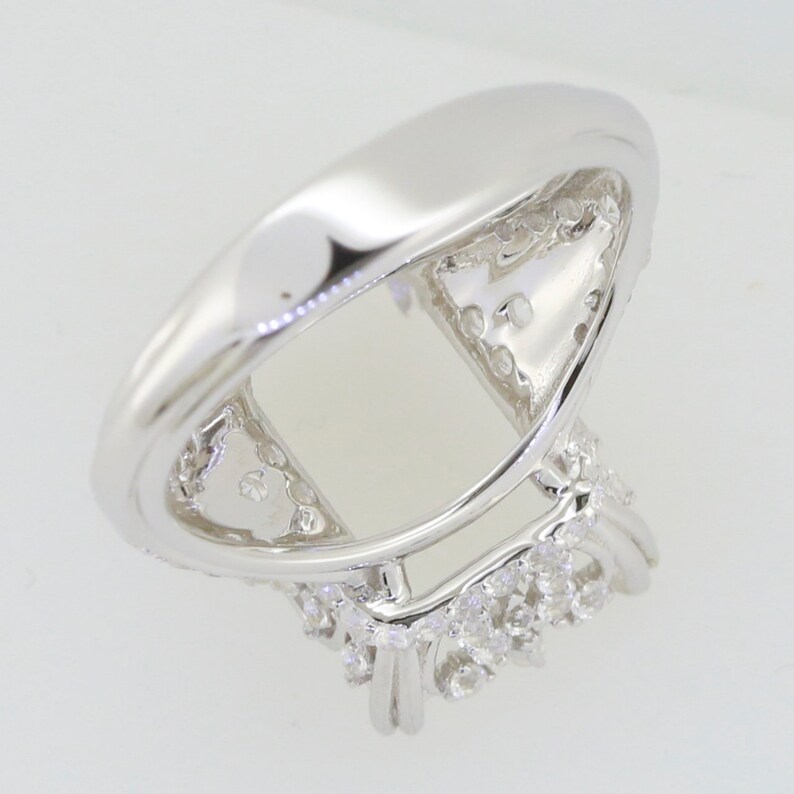 Sterling Silver Semi Mount Ring Setting OCT 14x10mm W/ White Topaz ...