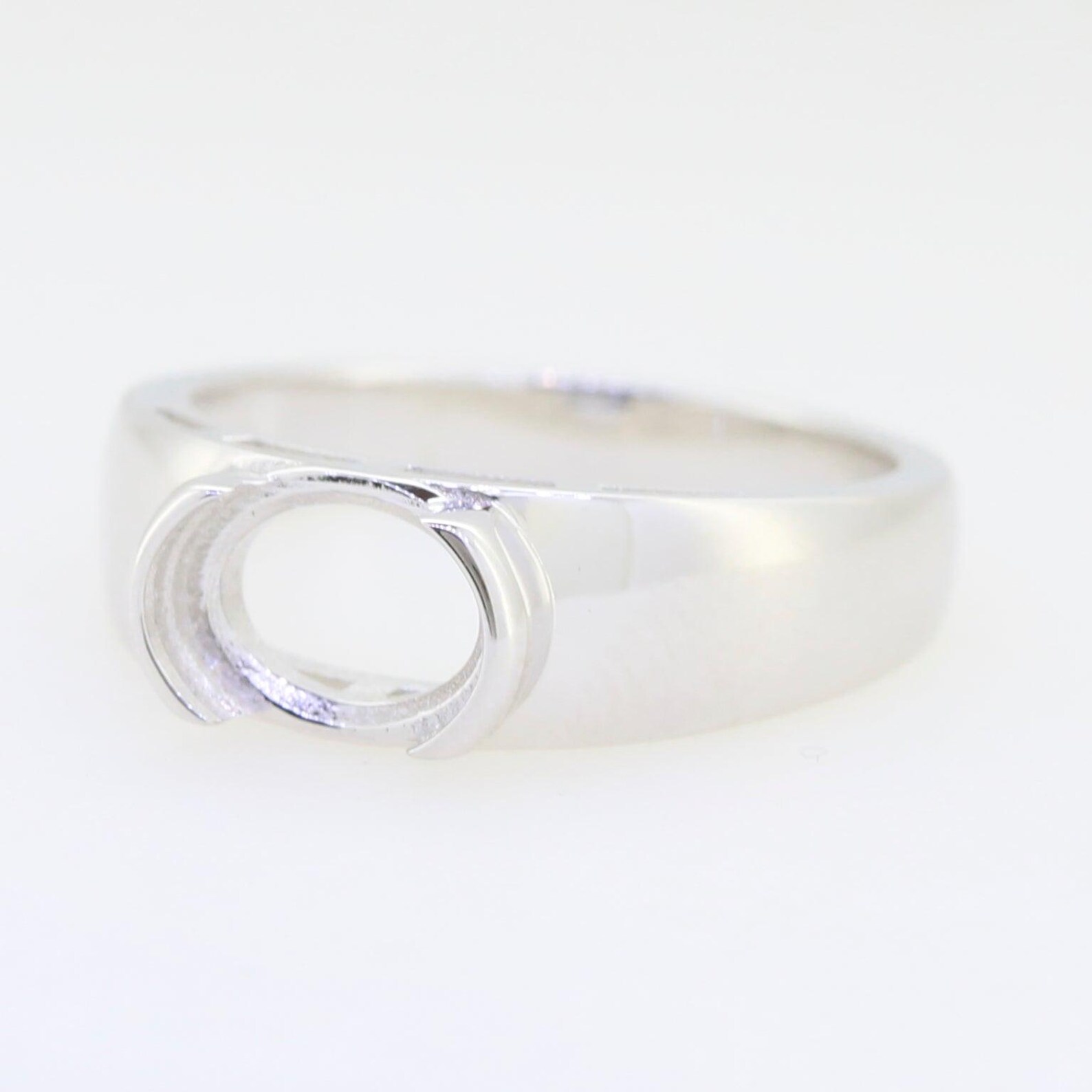 Sterling Silver Semi Mount Ring Setting Oval OV 9x7mm Bezel Set - Etsy