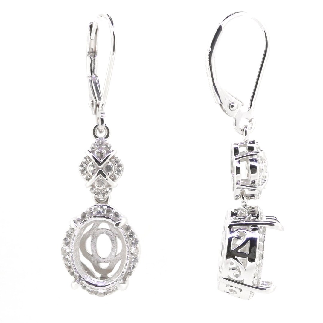 Sterling Silver Semi Mount Earrings Setting Oval OV 10x8mm Dangle ...