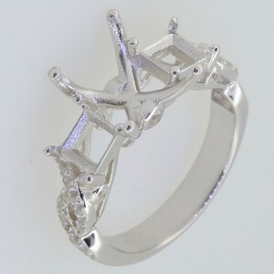 Sterling Silver Semi Mount Ring Setting Emerald OCT 10x8mm Sq5x5 2 ...