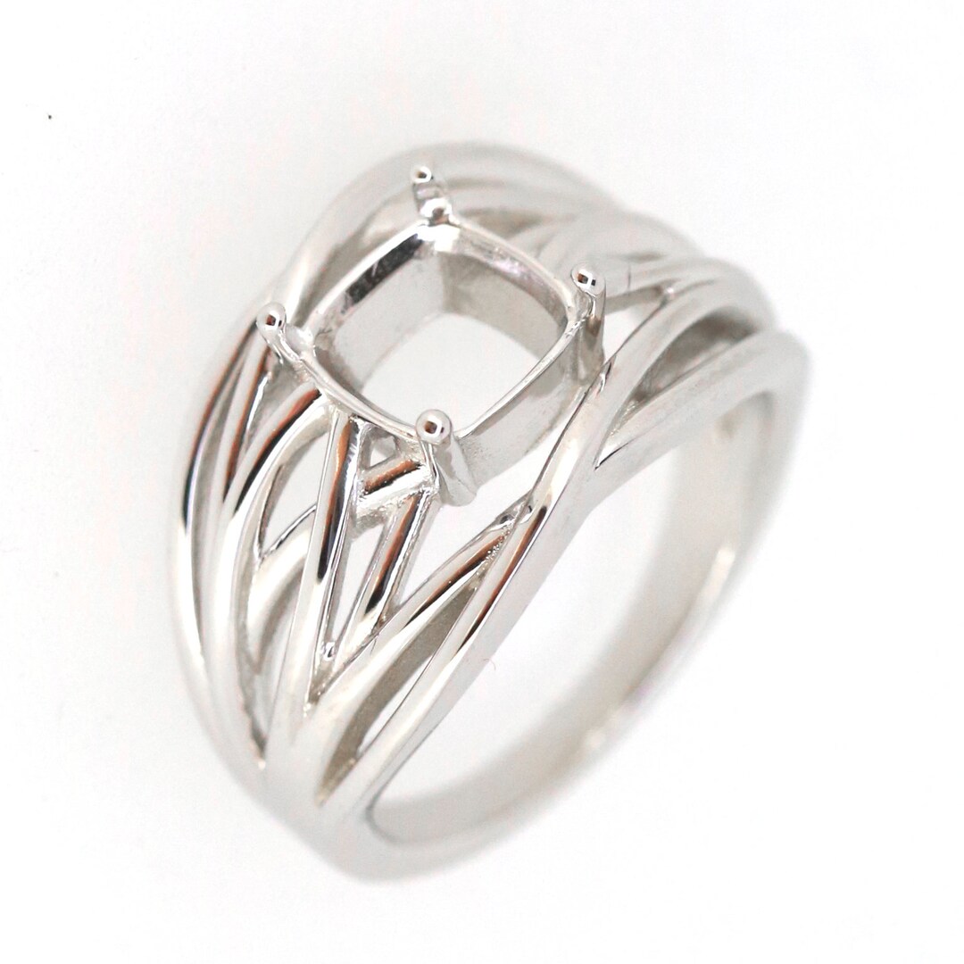Sterling Silver Semi Mount Ring Setting Cushion CU 7x7 Contemporary ...