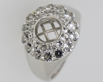 Sterling Silver Semi Mount Ring Setting Round RD 8x8mm Art Deco Style ...