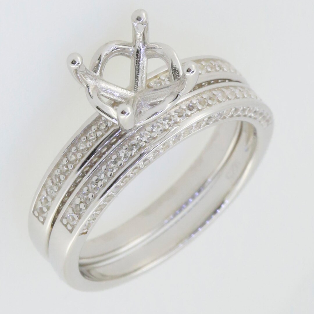 Sterling Silver Semi Mount Ring Setting Round RD 8x8mm 2 Pieces Set ...