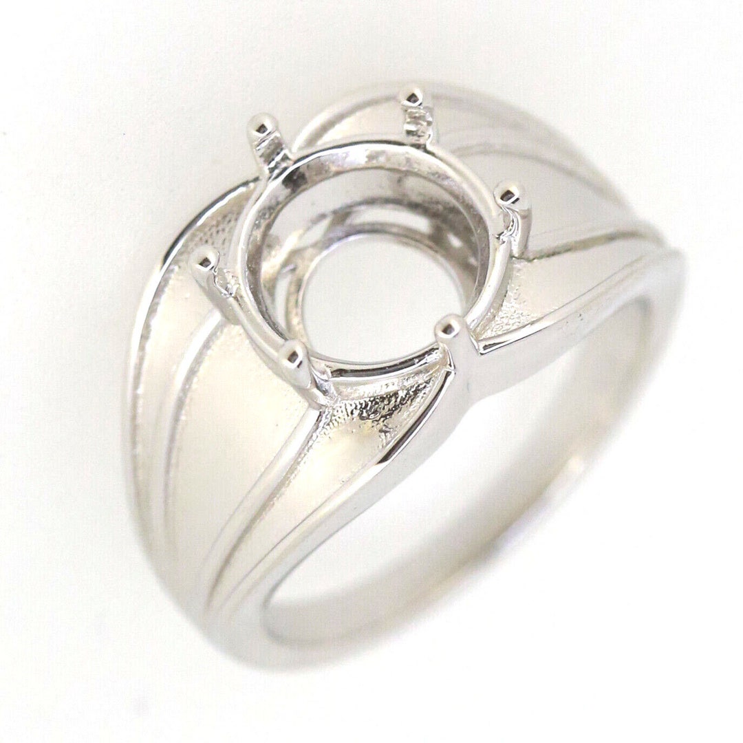 Men's Sterling Silver Semi Mount Ring Setting Round RD 10x10mm Male ...