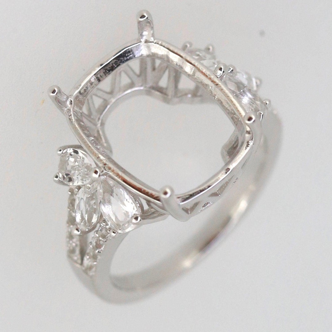 Sterling Silver Semi Mount Ring Setting CU 16x12mm White Topaz - Etsy