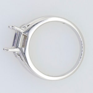 Men's Sterling Silver Semi Mount Ring Setting Square Emerald OCT 8x8mm ...