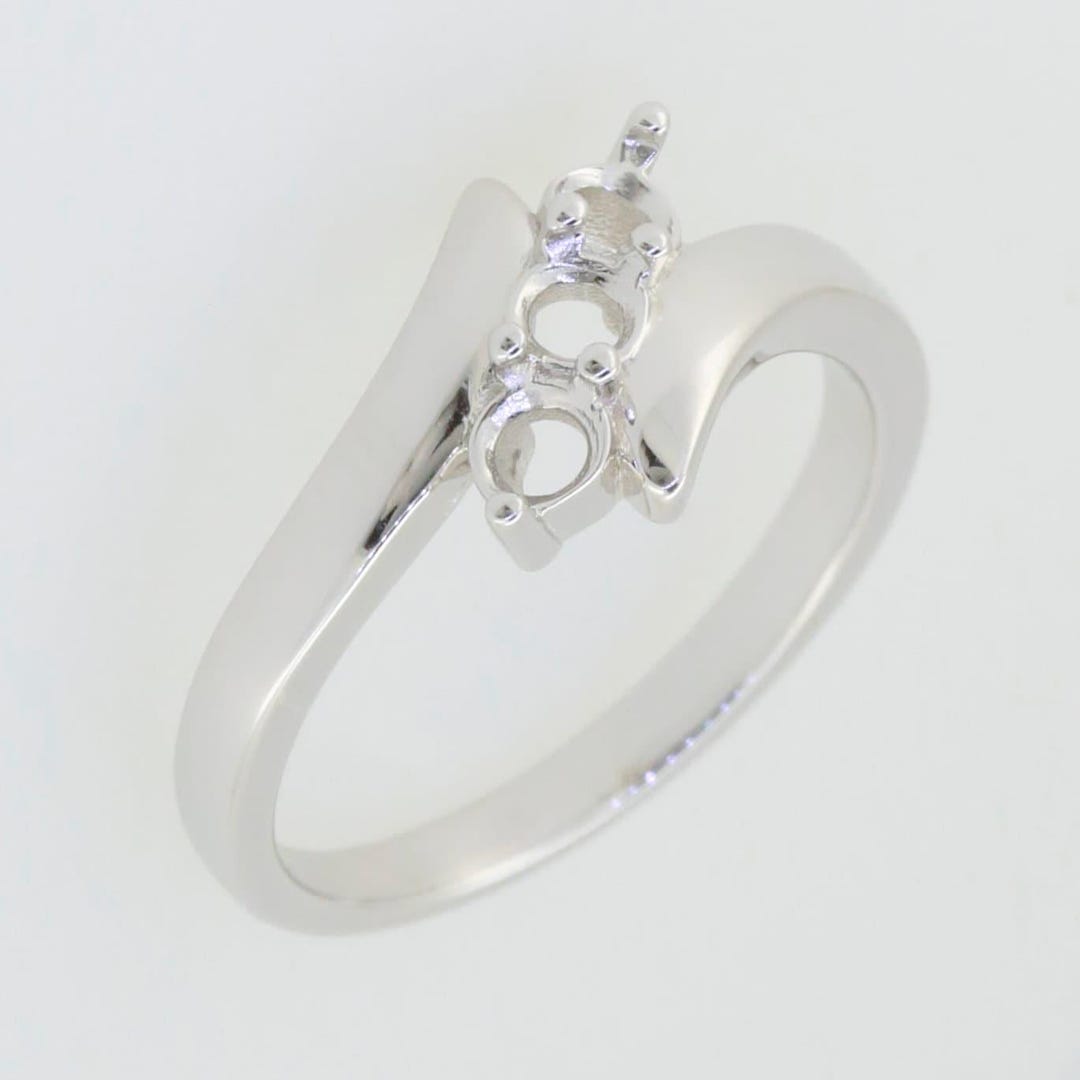 Sterling Silver Semi Mount Ring Setting Round RD 3.5x3.5mm 3 Stones ...