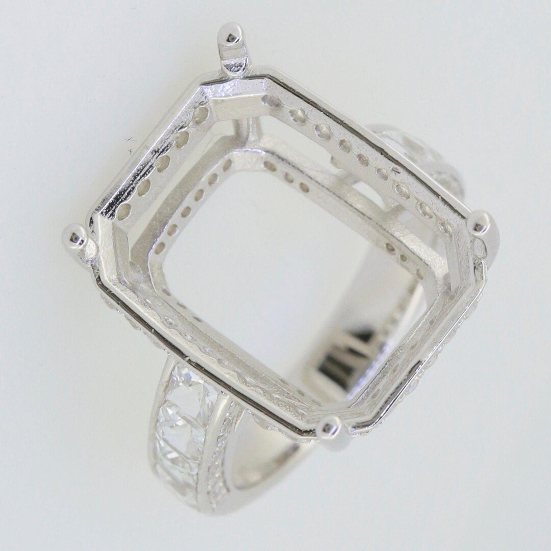 Sterling Silver Semi Mount Ring Setting OCT 20x15mm W/ Princess Shape ...