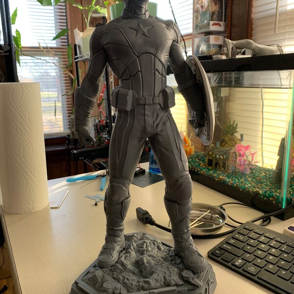 Captain America 3d Printed Statue - Etsy