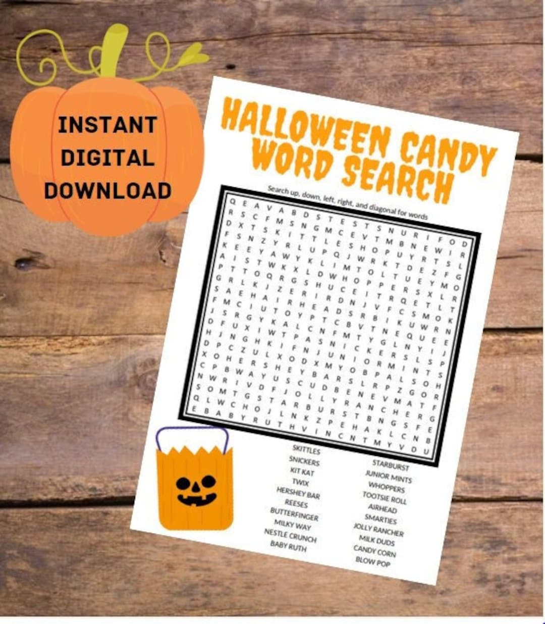 Halloween Candy Word Search Game Instant Download PDF - Etsy