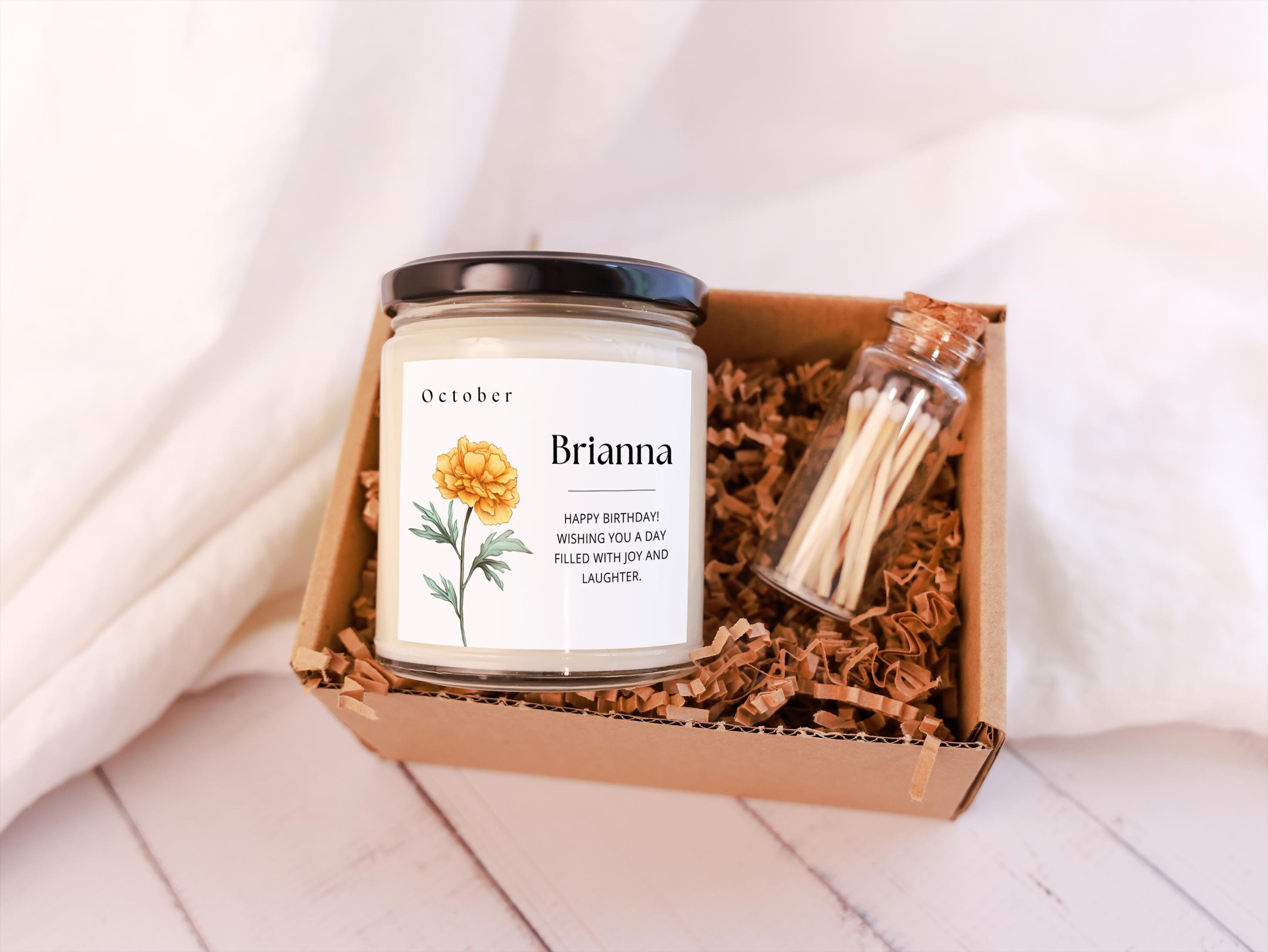 October Birth Flower Candle Gift Box, Personalized Birthday Gift ...