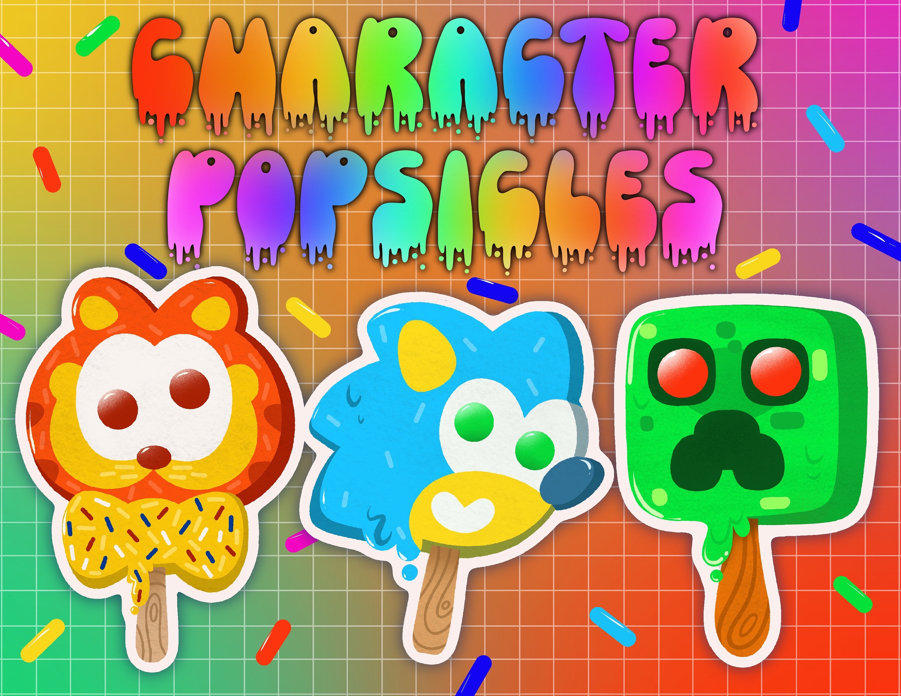 Character Popsicle Stickers - Etsy