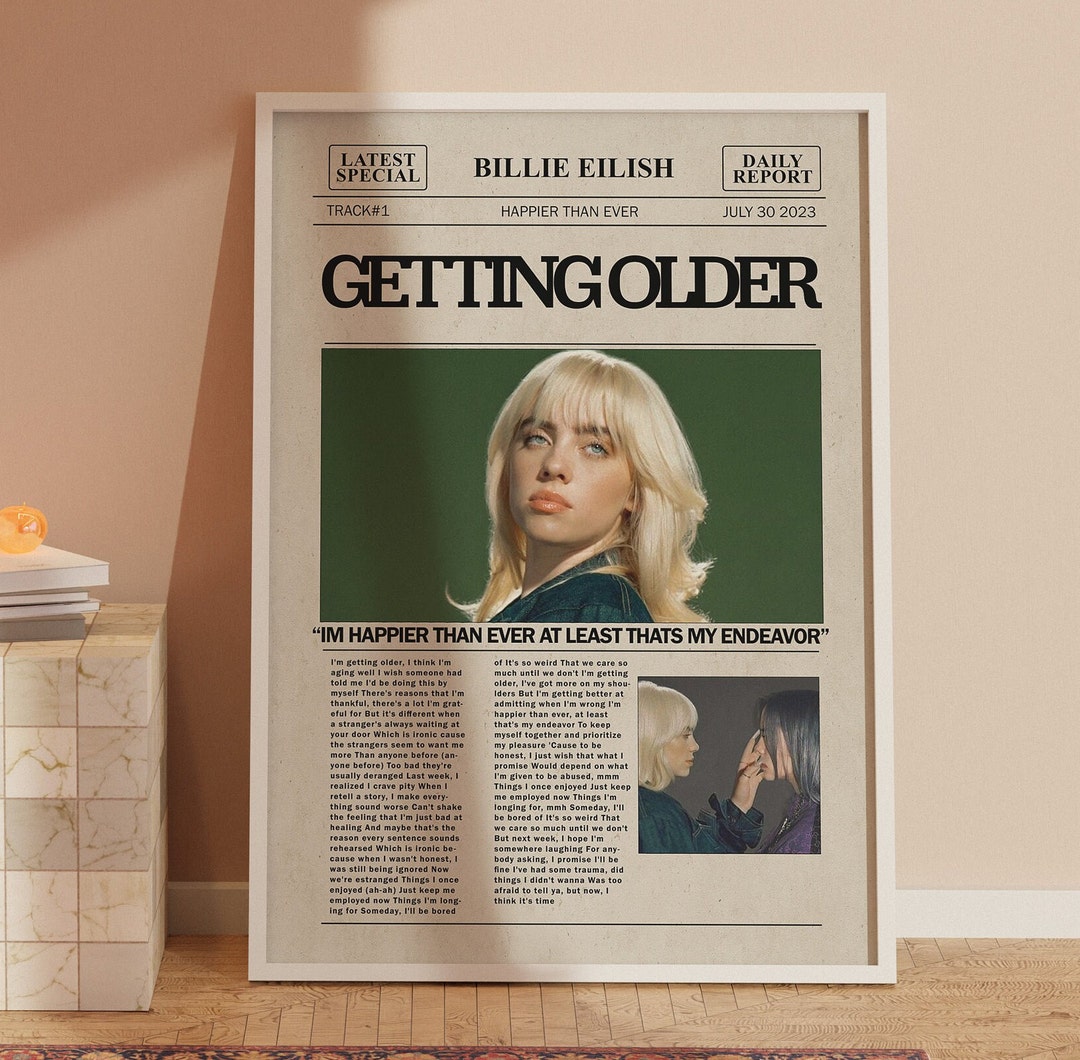 Billie Eilish Getting Older Retro Newspaper Physical Print - Etsy