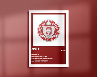 Ohio University Trendy College Poster - Etsy