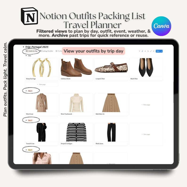 Notion Packing List Template, Travel Packing System, Capsule Wardrobe ...