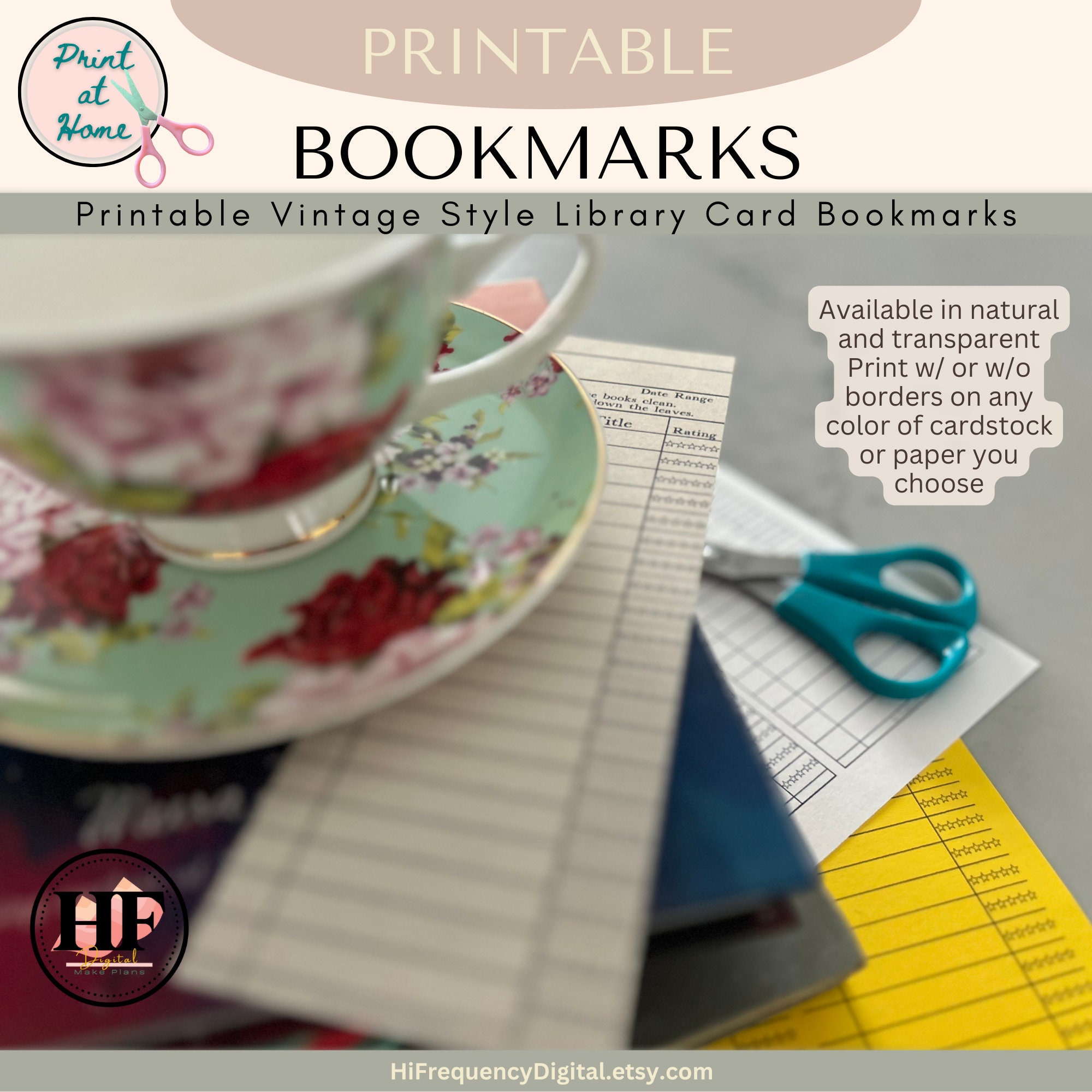 Printable Library Card Bookmarks Digital Download Reading Challenge ...