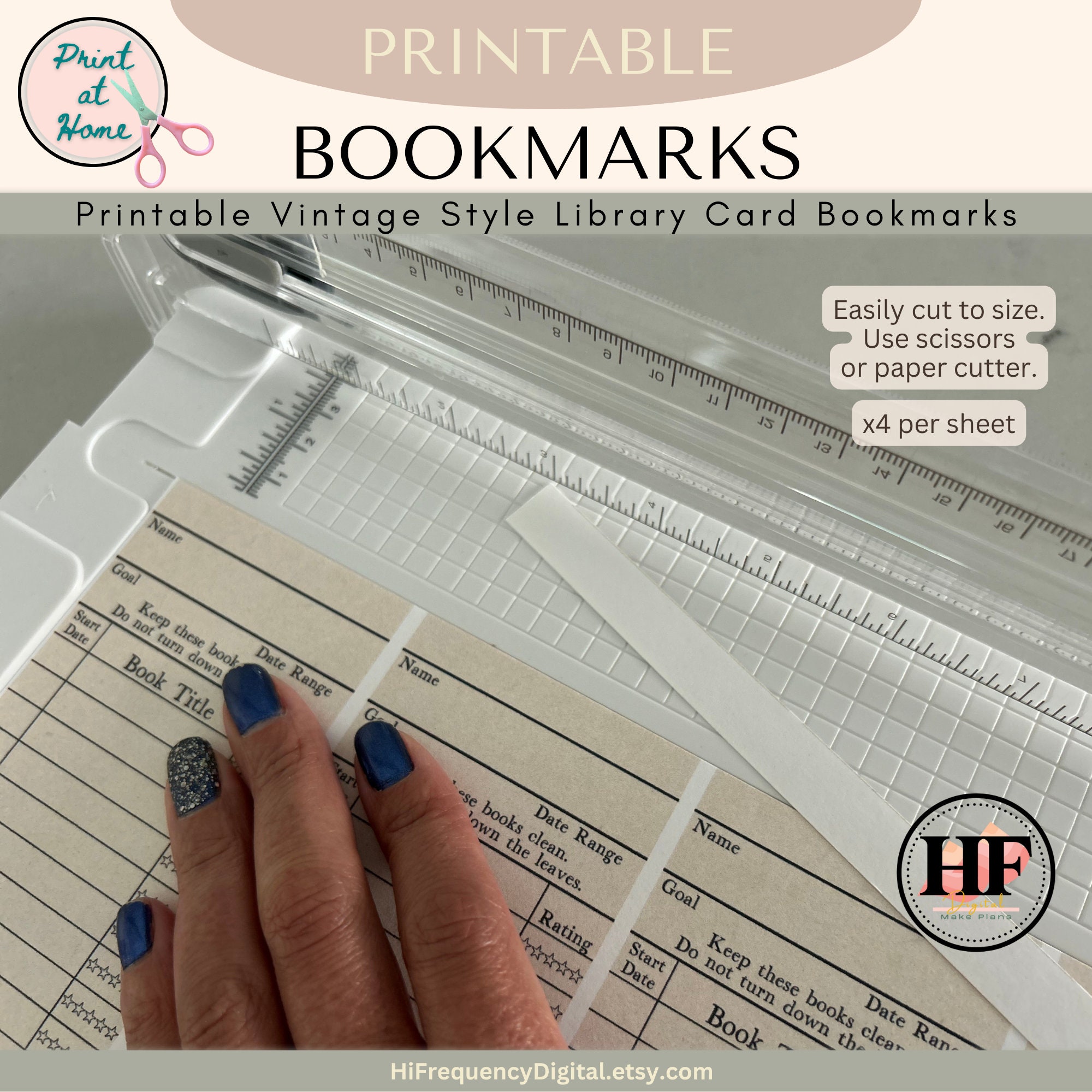 Printable Library Card Bookmarks Digital Download Reading Challenge ...