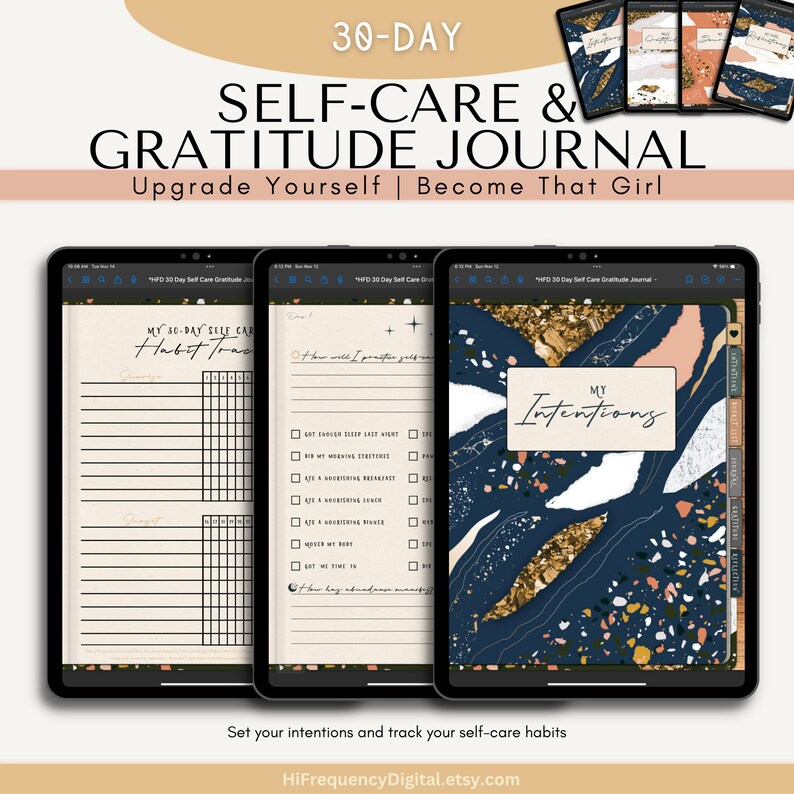 30-day Self-care Digital Journal | Gratitude & Wellness Planner for ...