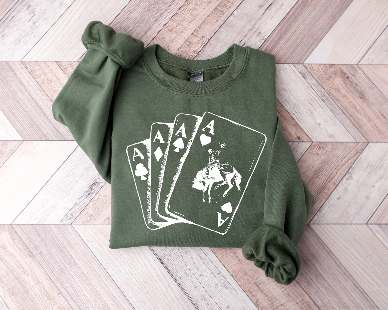 Ace Card Cowboy Sweatshirt Playing Card Sweatshirt Poker - Etsy