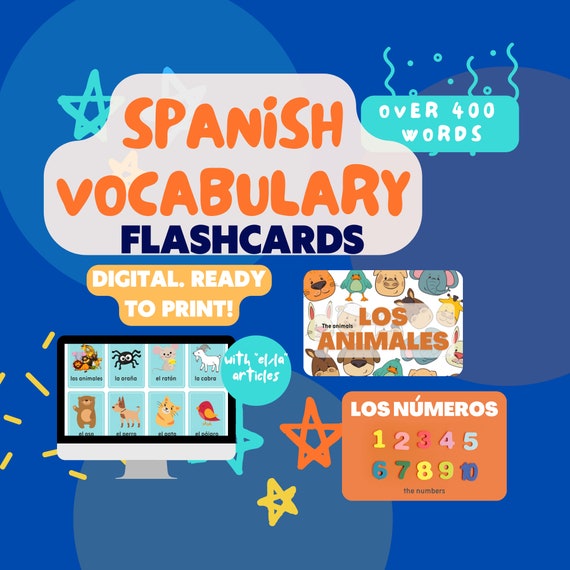 Spanish Vocabulary for Kids Flashcards - Etsy