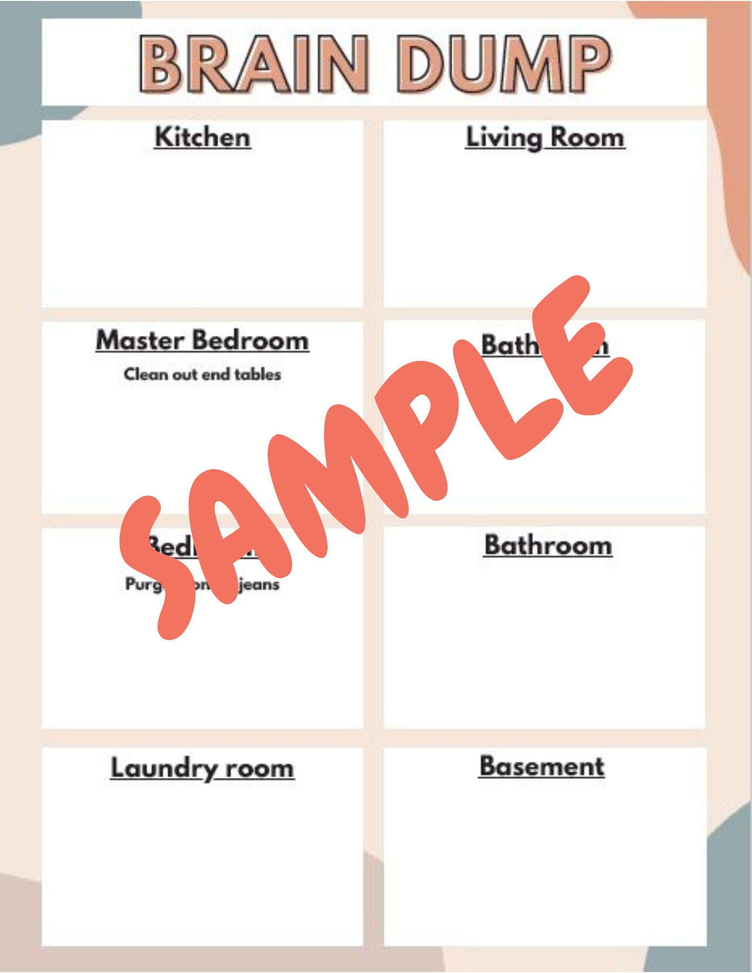 Brain Dump Planner Printable Organize Thoughts | Organize My Thoughts ...