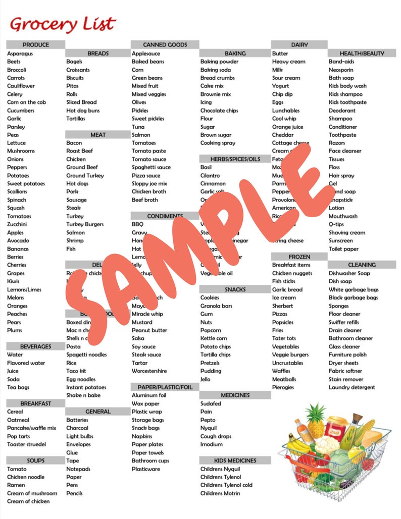 Market Grocery Groceries List Printable + 2 Easy Crockpot Recipes ...