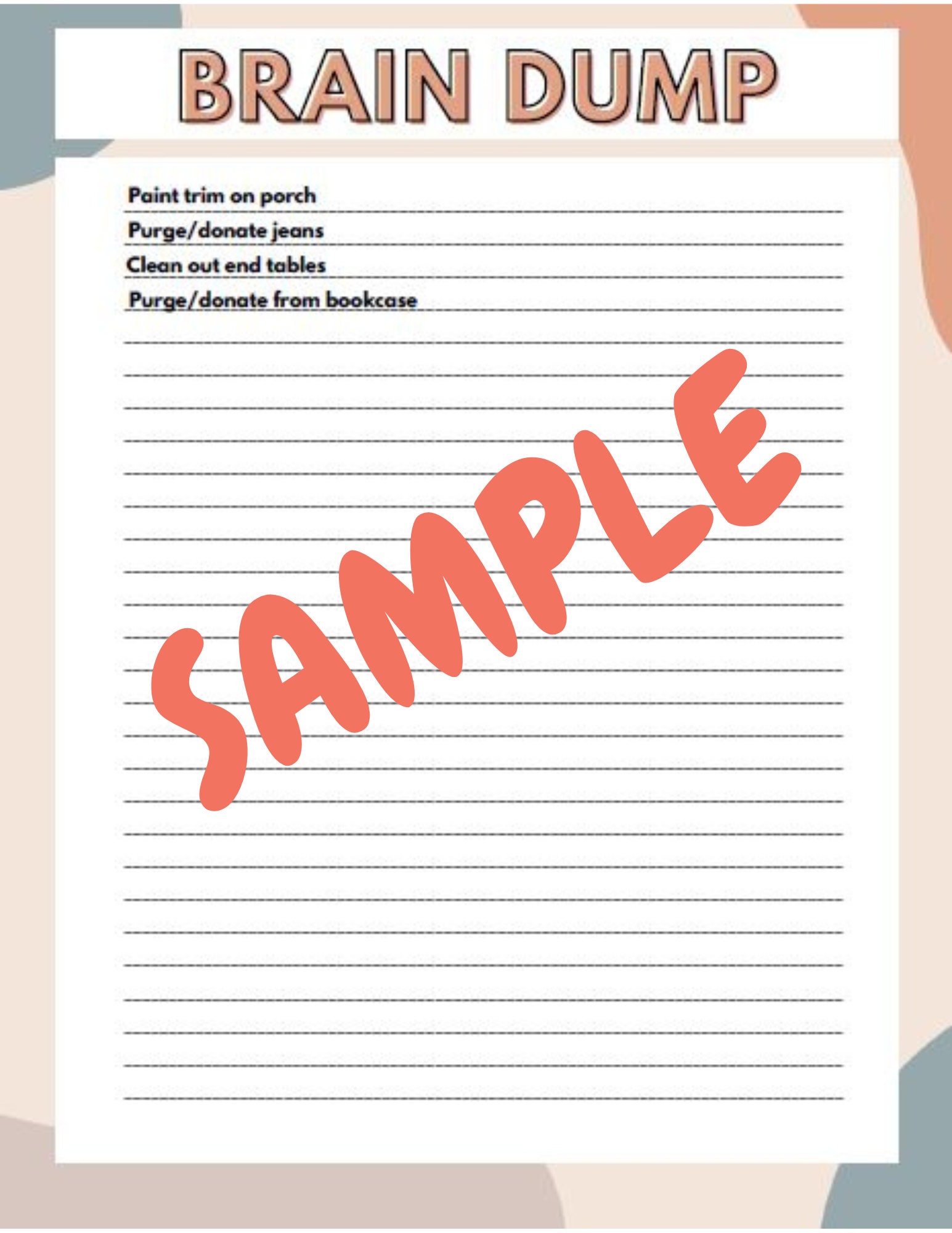 Brain Dump Planner Printable Organize Thoughts | Organize My Thoughts ...