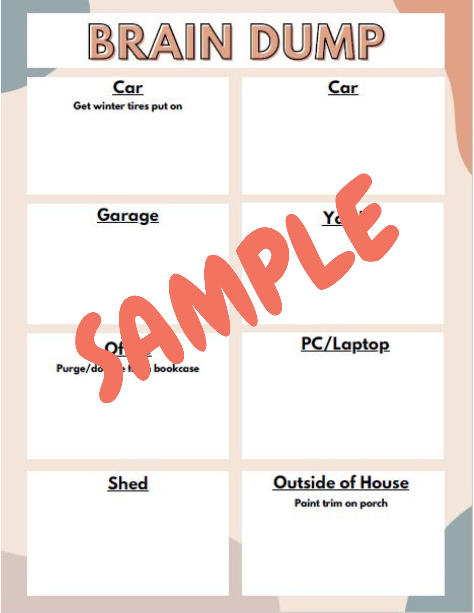 Brain Dump Planner Printable Organize Thoughts | Organize My Thoughts ...