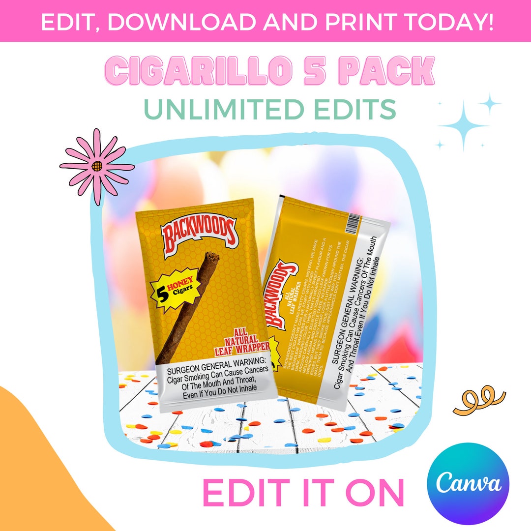 Honey 5 Pack Cigarillo Wrapper | Canva Template | Instant Download ...