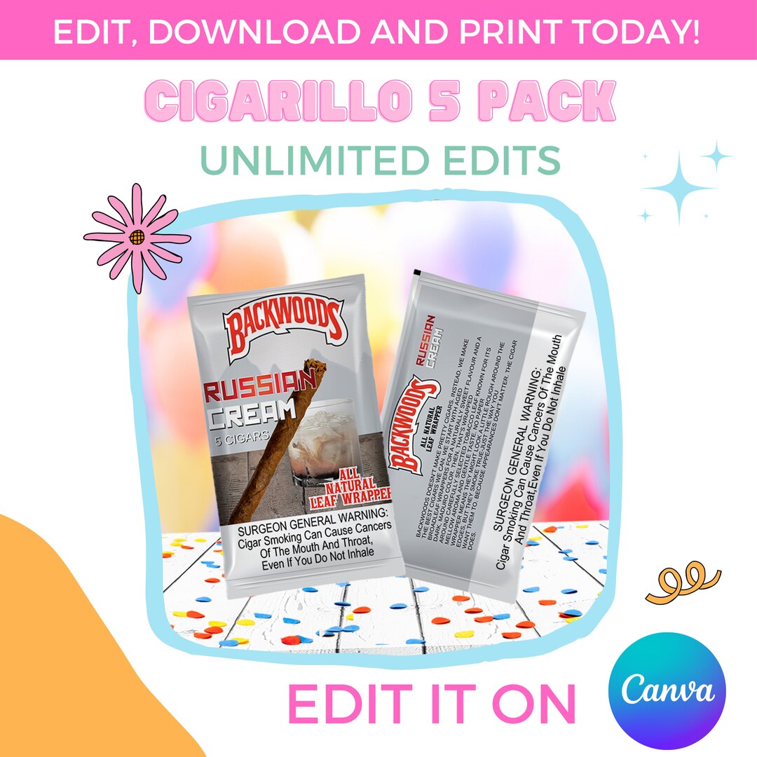 Russian Creme 5 Pack Cigarillo Wrapper | Canva Template | Instant ...