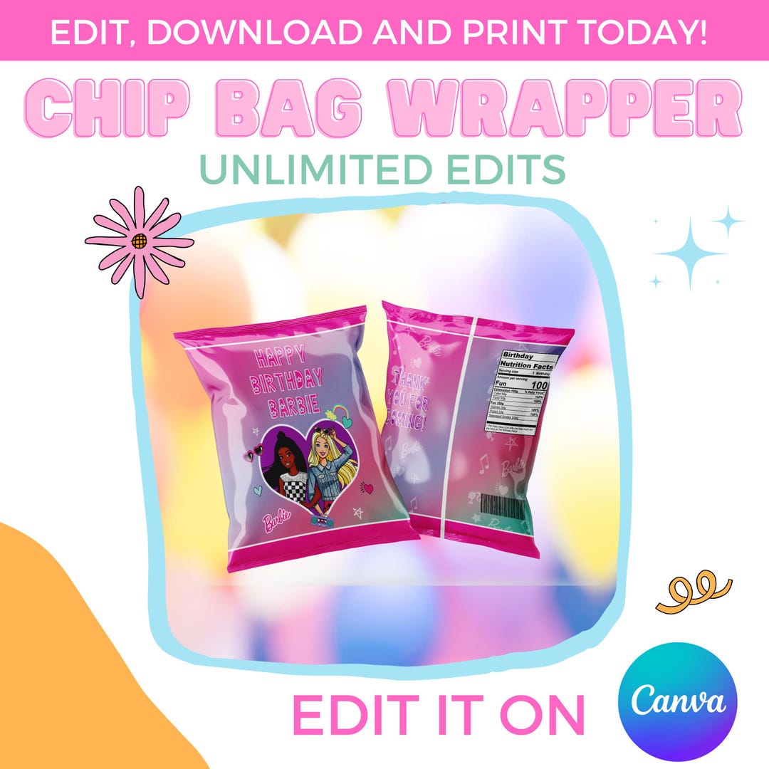 Doll Chip Bag Wrapper | Canva Template | Instant Download | Unlimited ...