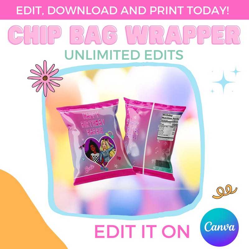 Barbie Chip Bags - Etsy