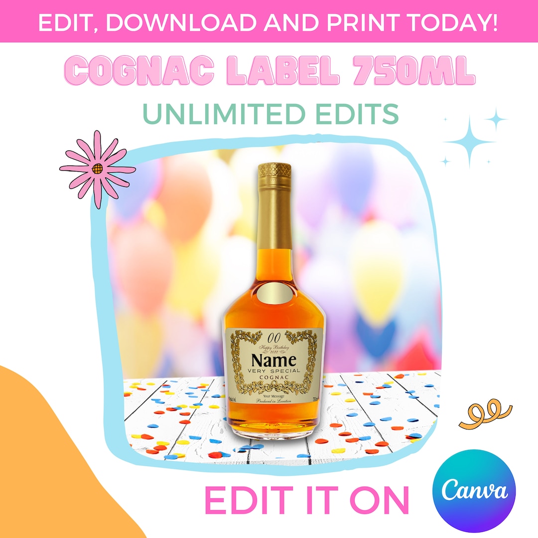 Cognac Label 750ml | Canva Template | Instant Download | Unlimited ...