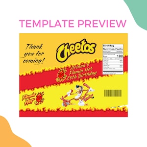 Unlimited Edits | Hot Cheeto Chip Bag Wrapper Canva Template | Instant ...