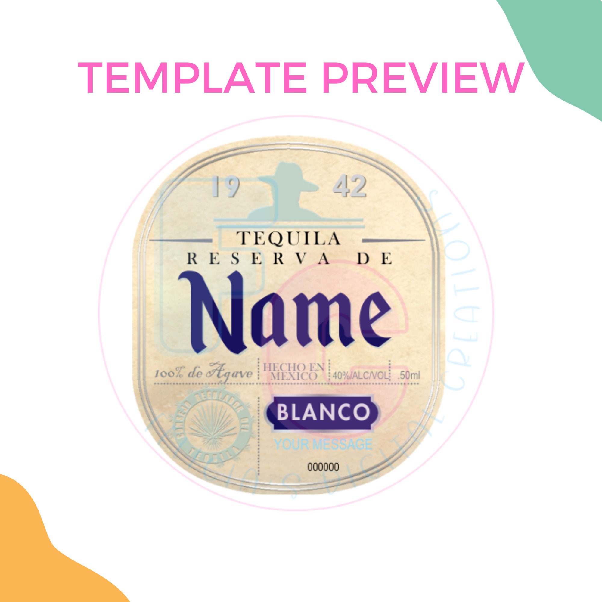 Tequila Blanco Label 50ml Canva Template | Instant Download | Unlimited ...