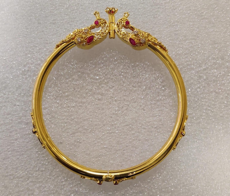 22KT Gold Bangle With Peacock Design - Etsy