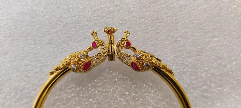 22KT Gold Bangle With Peacock Design - Etsy