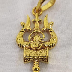 22kt Gold Religious Pendant: Trishul, Damru, and Tamil OM - 22KT-TRIS ...