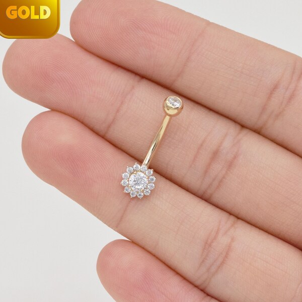 14k Gold Navel Ring - Etsy