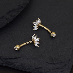 14k Solid Gold Cz Crown Belly Button Ring Tiara Gold Belly Ring ...