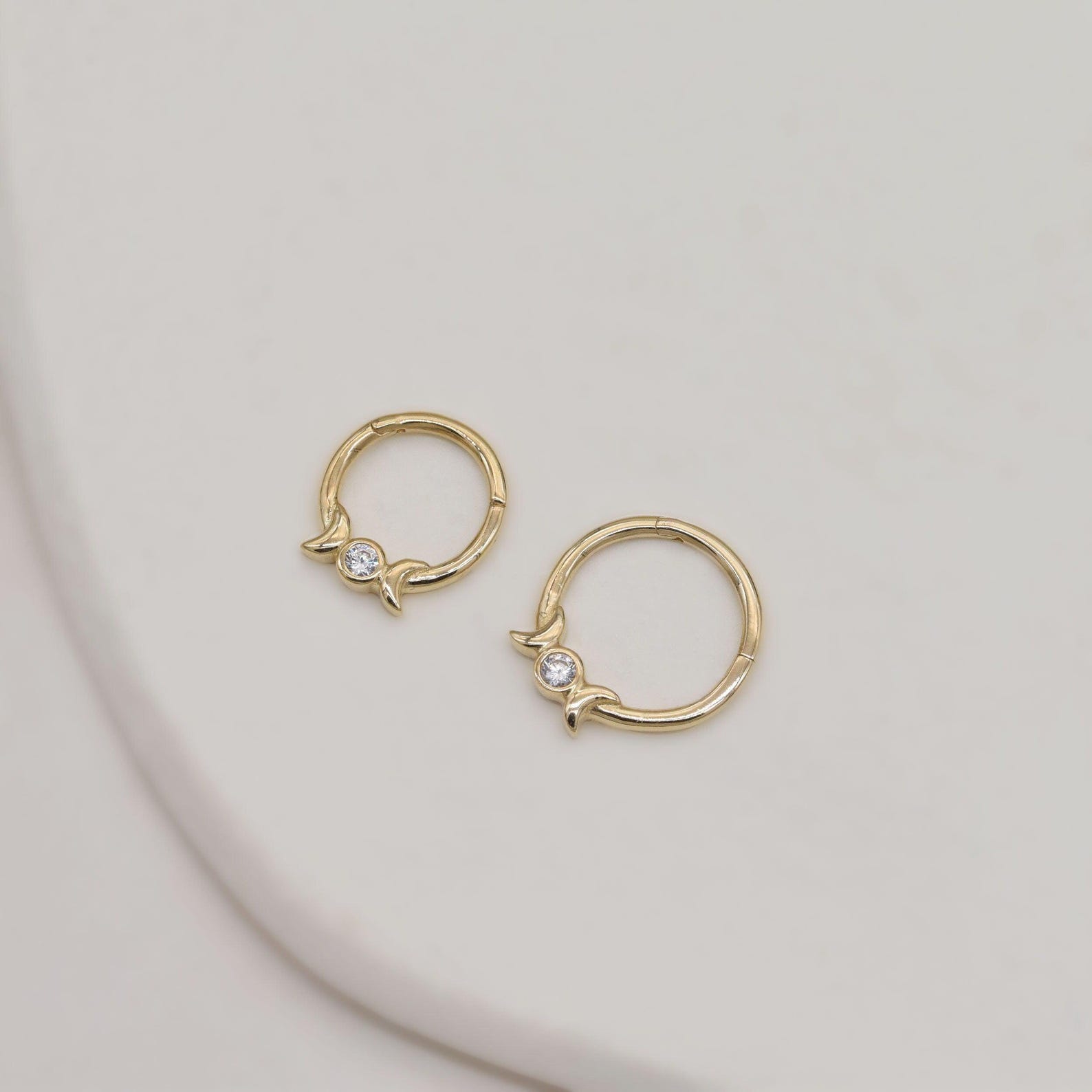 14K Solid Gold Candy Hoop Clicker Cartilage Earring Gold Septum Hopp ...