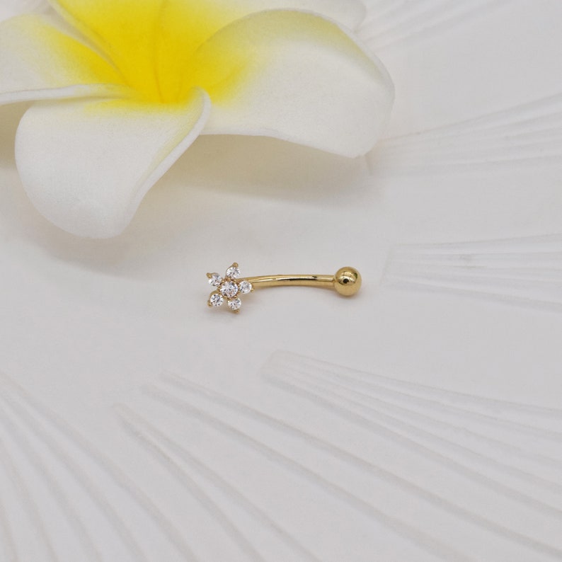 14k Solid Gold Flower Rook Earring Gold Rook Piercing Eyebrow - Etsy